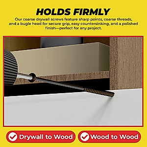 Qualihome #10 Coarse Thread Sharp Point Drywall Screw with Phillips Drive #2 Bugle Head, 1 Lb/Pound, Black, Ideal Screw for Drywall Sheetrock, Wood and More (6 Inch)