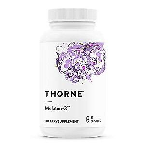 Thorne Melaton-3-3mg Melatonin - Supports Circadian Rhythms, Restful Sleep, and Relaxation - Gluten-Free, Soy-Free Dairy-Free - 60 Capsule