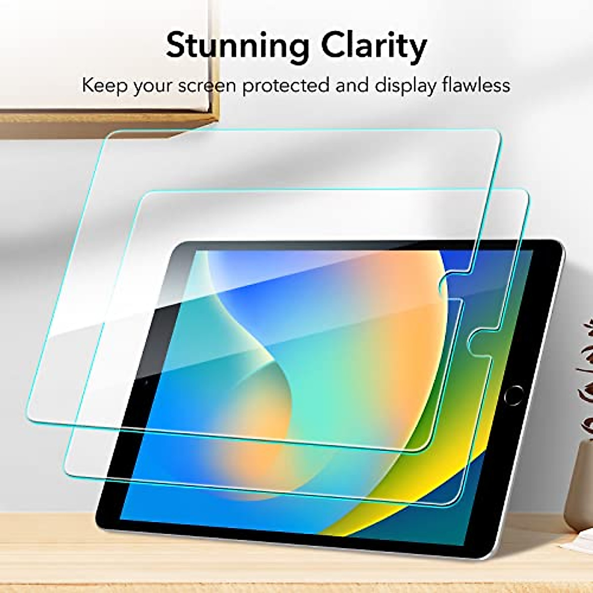 ESR for iPad 9th Generation Screen Protector, Tempered Glass Film with Easy Installation Frame for iPad 9/8/7 Gen (2021&2020&2019, 10.2 Inch), Scratch-Resistant, HD Clear, 2 Pack