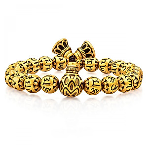 CHOW SANG SANG Cultural Blessings 999 24K Solid Gold Price-by-Weight 23.2g Gold Om Mani Padme Hum Blessing Bracelet for Women 91035B | 5 (Wrist Size:13.5-14.5 CM)