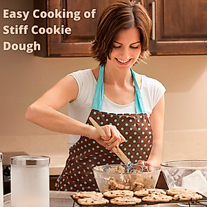 AGRUS Danish Dough Whisk - Bread Making Tools - Danish Dough Hook - Bread Dough Mixer Hand - Bread Dough Whisk for Pastry - Large Stainless Steel Swedish Whisk with Wooden Handle