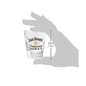Jack Daniel's Shot Glass Bee Logo Whiskey Glass Honeycomb Faceted Glass Barware Collection Made in Italy