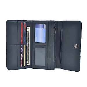 Way2Culture Western Rhinestone Bling Buckle Wallet - Black Leopard