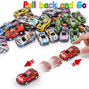 AugToy 26 Pack Pull Back Toy Cars Mini Die-Cast Race Vehicles Bulk Party Favors Supplies Goodie Bag Stuffers Pinata Fillers Class Treasure Chest Prize Box Toys Boys Girls Gifts for 3 4 5 + Year Old
