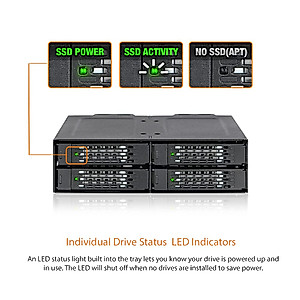 ICY DOCK 4 x 2.5 NVMe U.2/U.3 SSD PCIe 4.0 Mobile Rack for 5.25" Bay with OCuLink | ToughArmor MB699VP-B V3