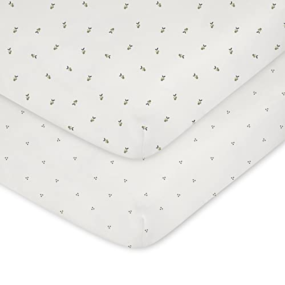 Ely's & Co. Patent Pending Waterproof Pack N Play | Mini Portable Crib Sheet Set - 2 Pack Berry and Cluster Dot (Sage)