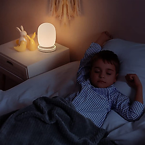 ETiME Night Light Touch Control with Stable Charging Base, Dimmable RGB LED, Color Changing, Rechargeable Egg Lamp for Reading in Bed Kids Room Breastfeeding Bedside Lamp