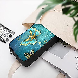 Luxury Gold Butterflies Pencil Case Pencil Pouch Coin Pouch Cosmetic Bag Office Stationery Organizer