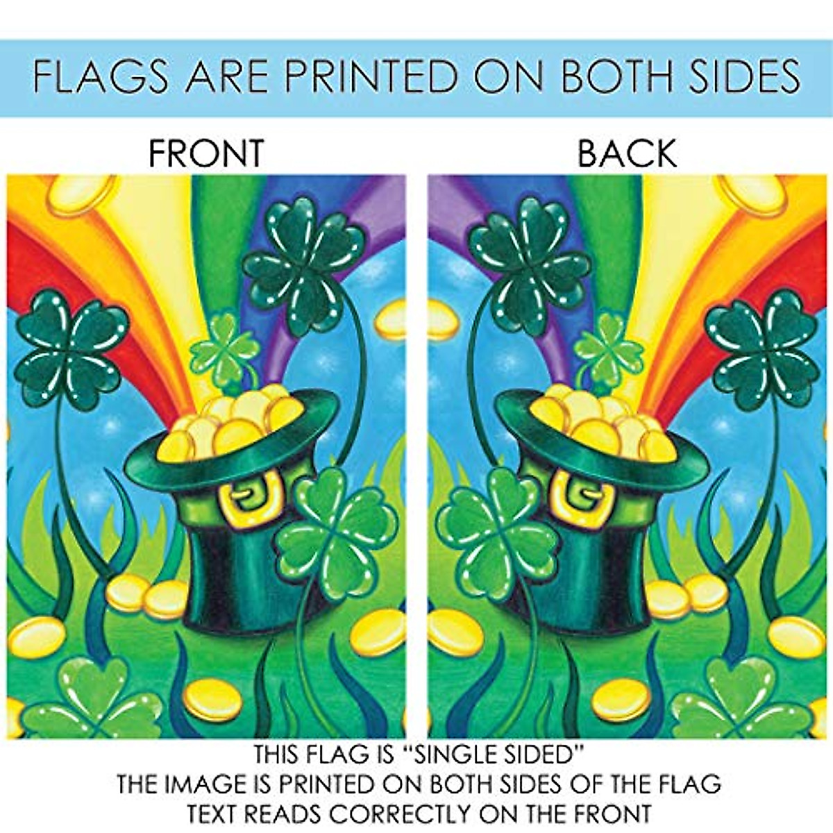 Toland Home Garden 112572 Hat 'O Gold St Patricks Day Flag 12x18 Inch Double Sided St Patricks Day Garden Flag for Outdoor House St Pats Flag Yard Decoration