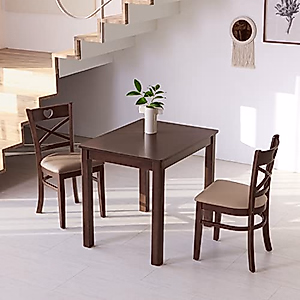 Livinia Cabin 33.5" Wooden Dining Table/Small Rectangular Modern Farmhouse Solid Wood Kitchen Table Desk (Walnut)