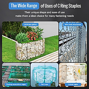 meite C560-14 Gauge 1-1/2-Inch Crown Stainless Steel Heavy Duty C Ring Staples Compatible with MTC560 Hog Ring Plier in Fastening, Building Landscape Gabions (3,000 PCS)