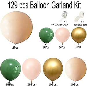 Olive Green Balloon Arch Kit 129pcs Balloon Garland Kit Olive Green Peach Orange Golden Latex Balloons Garland Baby Shower Birthday Party