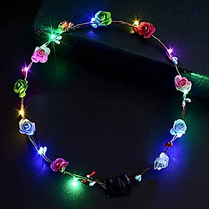 Enkarl LED Flower Crown,12Pcs Light Up LED Flower Headband Luminous 10 Led Flowers Hair Bands for Women Girls Wedding Party Christmas Holiday Festival