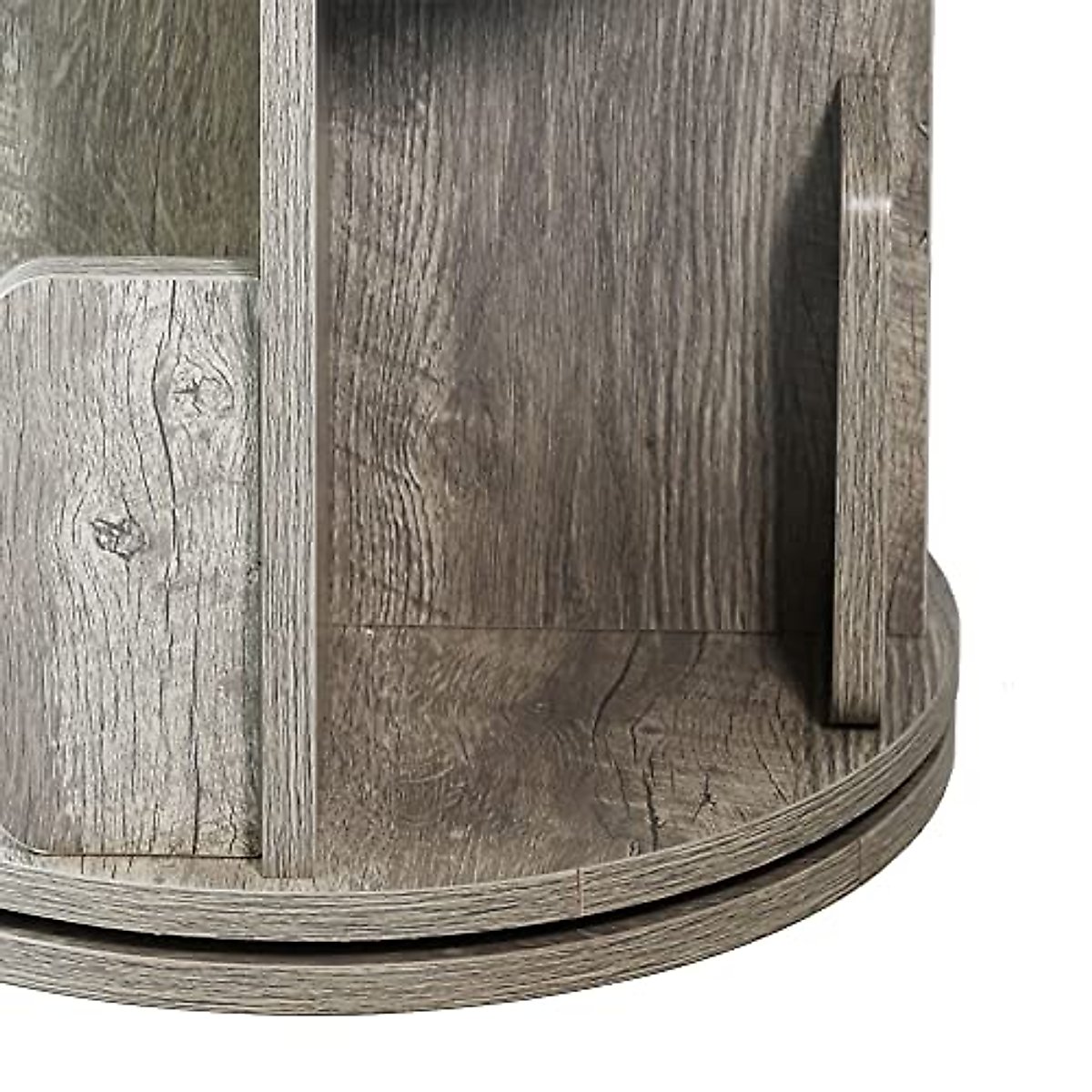 Parrot Uncle 4-Tier Rotating Bookshelf 360 Display Floor Standing Bookcase Organizer Stackable Bookshelf for Office and Living Room, Whitewashed Gray