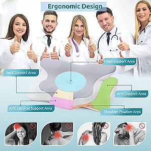 RXENDY Cervical Pillow for Neck Pain Relief,Memory Foam Neck Pillow with 2 Height,Side Stomach Sleeper Pillows for Adults,Breathable Pillowcase