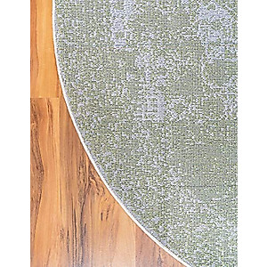 Unique Loom Bromley Collection Area Rug - Wells (3' Round, Green/ Ivory)