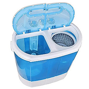 Saturnpower Portable Washing Machine, 9.9lbs Mini Compact Twin Tub Washer Drum Washing Machine Laundry Washer w/Spin Cycle Basket and Drain Hose