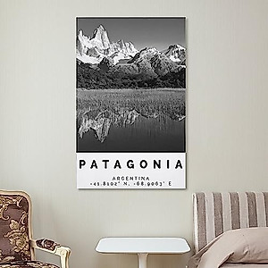 Patagonia Print Black And White Photo, Patagonia Wall Art, Patagonia Travel Poster, Patagonia Photo Canvas Art Poster And Wall Art Picture Print Modern Family Bedroom Decor Posters 24x36inch(60x90cm)