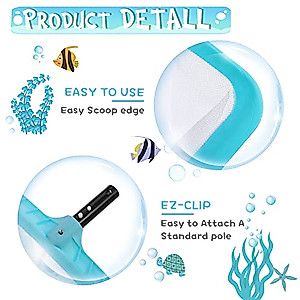 Professional Pool Leaf Skimmer, Pool Leaf Cleaner Net & Heavy Duty Reinforced Swimming Pool Rake Net,Fine Mesh Net, for Outdoor & Indoor Swimming Pools,Hot Tub, Fish Ponds and Spas(Blue)