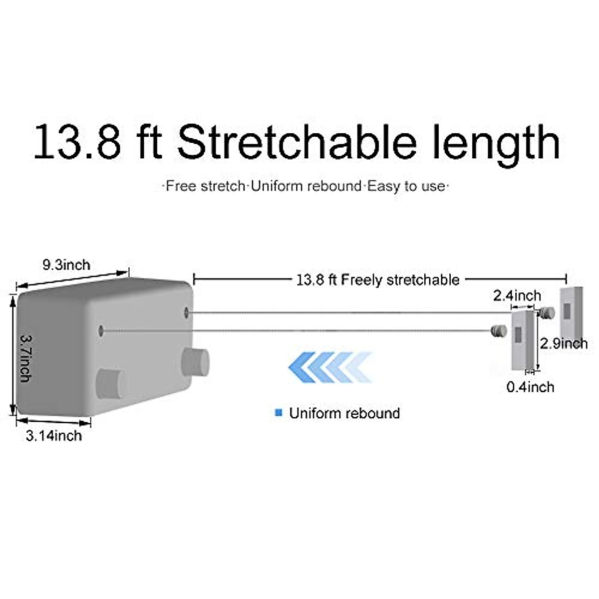 Danpoo Retractable Clothesline, 13.8 Ft Stainless Steel Double Clothes line retracting Indoor, Heavy Duty Retractable Laundry Line Wall Mounted, White