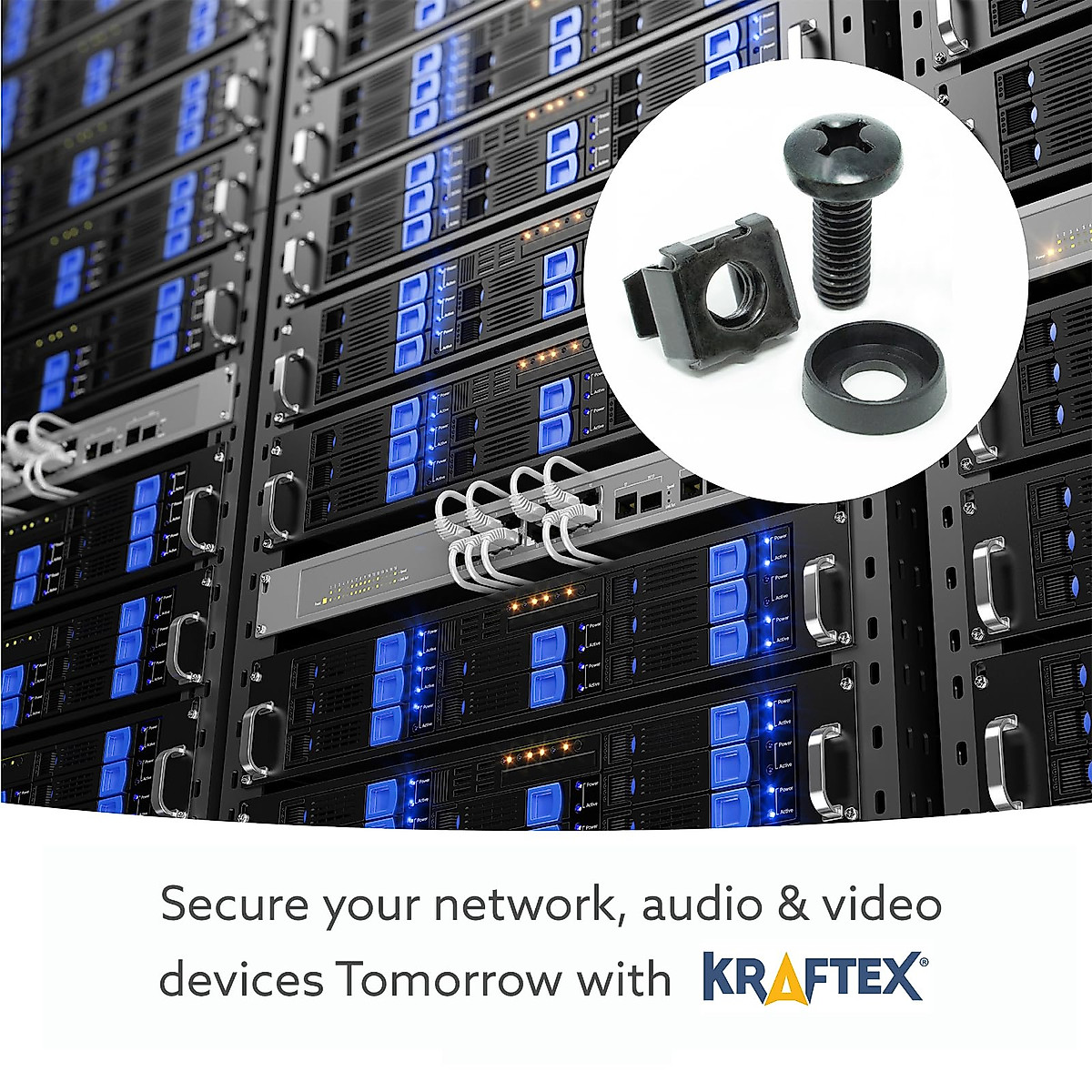 M6 Rack Screws, Cage Nuts and Nylon Washers (6mm x 16mm Screws, 50 Sets, Black) Rack Mount Screws for Server Console Mounting, Routers, Enclosures, Cabinets. Carbon Steel with Rust Resistant Zinc