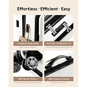 LUGGEX Carry On Luggage with Pocket Compartment - Polycarbonate Expandable Luggage with USB Port - Travel Suitcase with Wheels Airline Approved, Lightweight