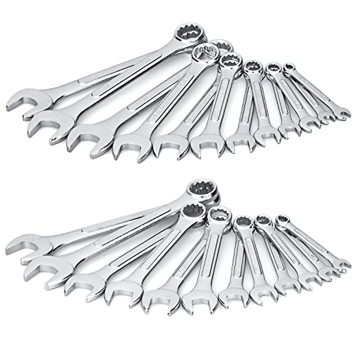 24-Piece All-Purpose Master Combination Wrench Set with Roll-up Pouch | SAE 1/4” to 1”, Metric 8mm to 24mm | Perfect for General Household, Garage, College Dormitory, Car Emergency, Boat and Much More