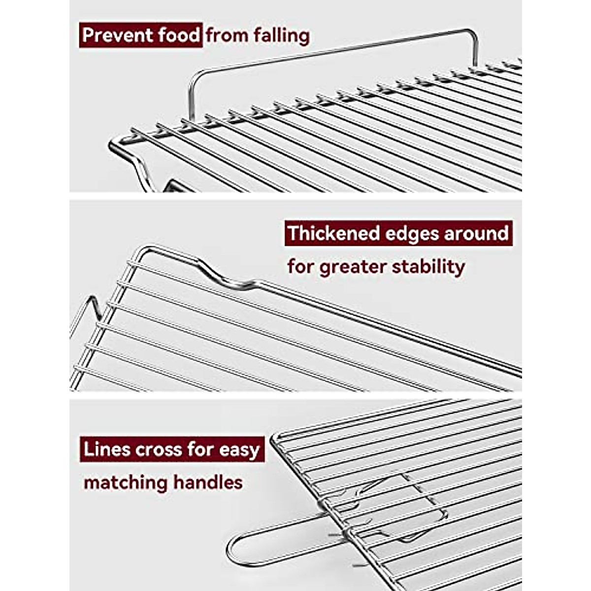 Cooling Rack for Baking and Cooking, Stainless Steel Wire Baking Oven Rack, Sturdy Oven Safe Baking Rack, 17.7"L*14.17"W Fits Chicken Wing, Jelly Roll, Cookies (Compatible with Dalxo Wall Oven)