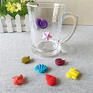Practical 8pcs Silicone Wine Glass Marker Cute Wine Identifier Charms Suction Cup Drinking Cup Sign (8 Colors)