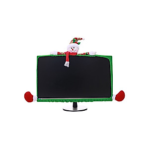 HKEJIAOI Christmas Computer Monitor Decor Indoor Home Office Decoration, Holiday Party Ornament Cute Laptop Border Cover 10 x 24 inch