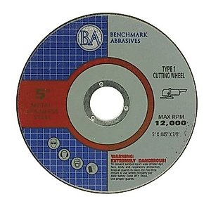 Benchmark Abrasives 5" Pro Metal Self-Sharpening Steel Cutting Cutoff Wheel 0.045" Thick 7/8" Arbor, Angle Grinder Wheel, Aluminum Cutting Grinding Wheel- 25 Pack