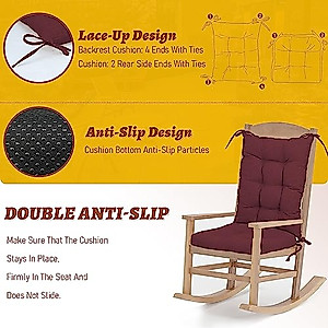 Focuprodu Rocking Chair Cushions.Soft Chair Cushions for Indoor/Outdoor A Variety of Rocking Chairs. Double Non-Slip Design Chair Cushions are Suitable for Patio, Garden. (Plush-Burgundy)
