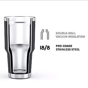 30oz Double Wall Vacuum Insulated Thermal Travel Tumbler Cup, Splash Proof Sliding Lid Simple and Modern design Reusable Stainless Steel Durable Coffee Tea Mug Iced Cold Brew Hot Drinks (Rose Red)