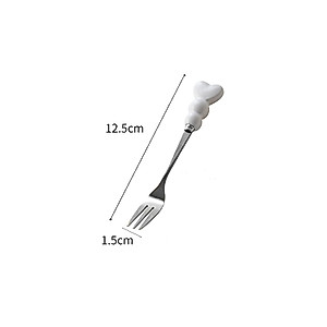 Chenshuo Ceramic Handle Stainless Steel forks, Stainless Steel Dessert Forks, Mini Fruit Forks for Appetizer Cake Cocktail, 4.9 Inches, 4 Pieces