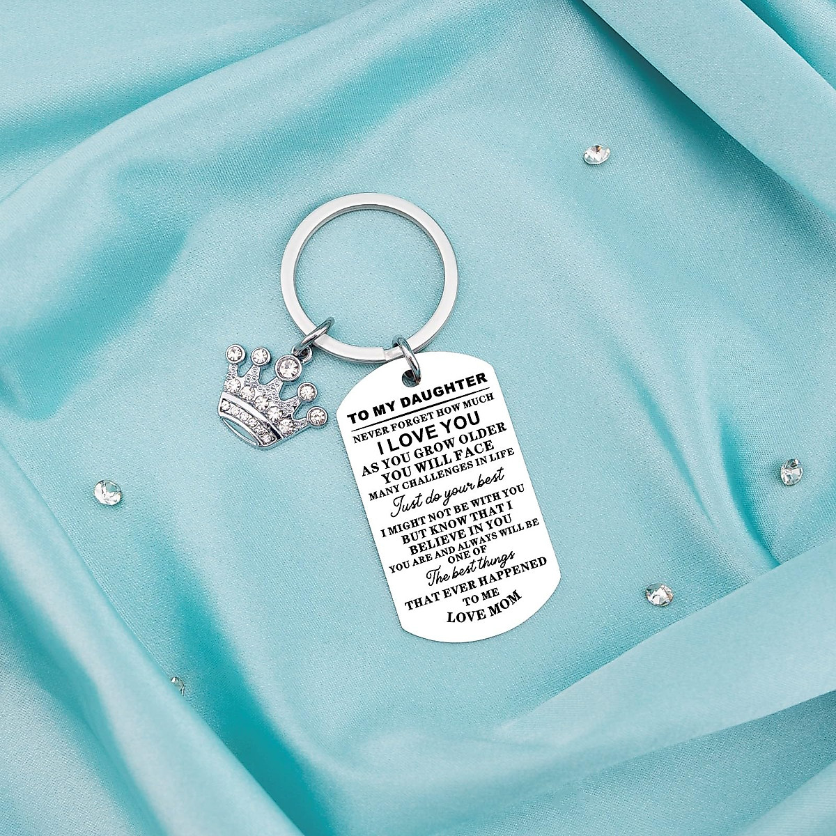 To My Daughter Keychain Daughter Gifts from Mom small Gifts for Daughter Teen Girls Birthday Easter Christmas Gifts Stocking Stuffers