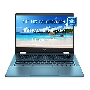 HP 2022 Newest Chromebook X360 Spin 2-in-1 Convertible Touchscreen Laptops for Student & Business, 14'' HD, Intel Celeron N4120, 4GB RAM, 64GB SSD, Webcam, Bluetooth, Stylus Pen Included, Chrome OS
