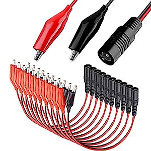 DKARDU 10 PCS DC Alligator Clip, 5.5mm x 2.1mm 12V DC Female to Dual Alligator Clip Power Cable for CCTV Security Camera Lighting Adapter 30cm