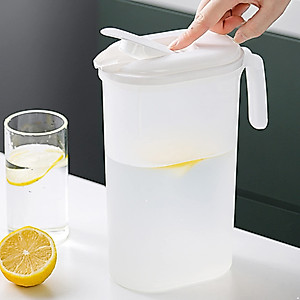 YiZYiF 1800ML/2200ML Water Pitcher with Lids Large Capacity Water Containers Cold Tea Juice Beverages Jug White 2200ML 2200ML