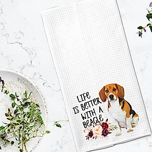 Life is Better with a Beagle Microfiber Kitchen Tea Bar Towel Gift for Animal Dog Lover