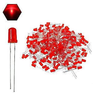 ZZHXSM 200 Pcs 5mm LED Diodes Lights LED Circuit Assorted Kit Electronic Components, Diffused Round Light Bulb LED Lamp for Science Project Experiment, 5mm Red