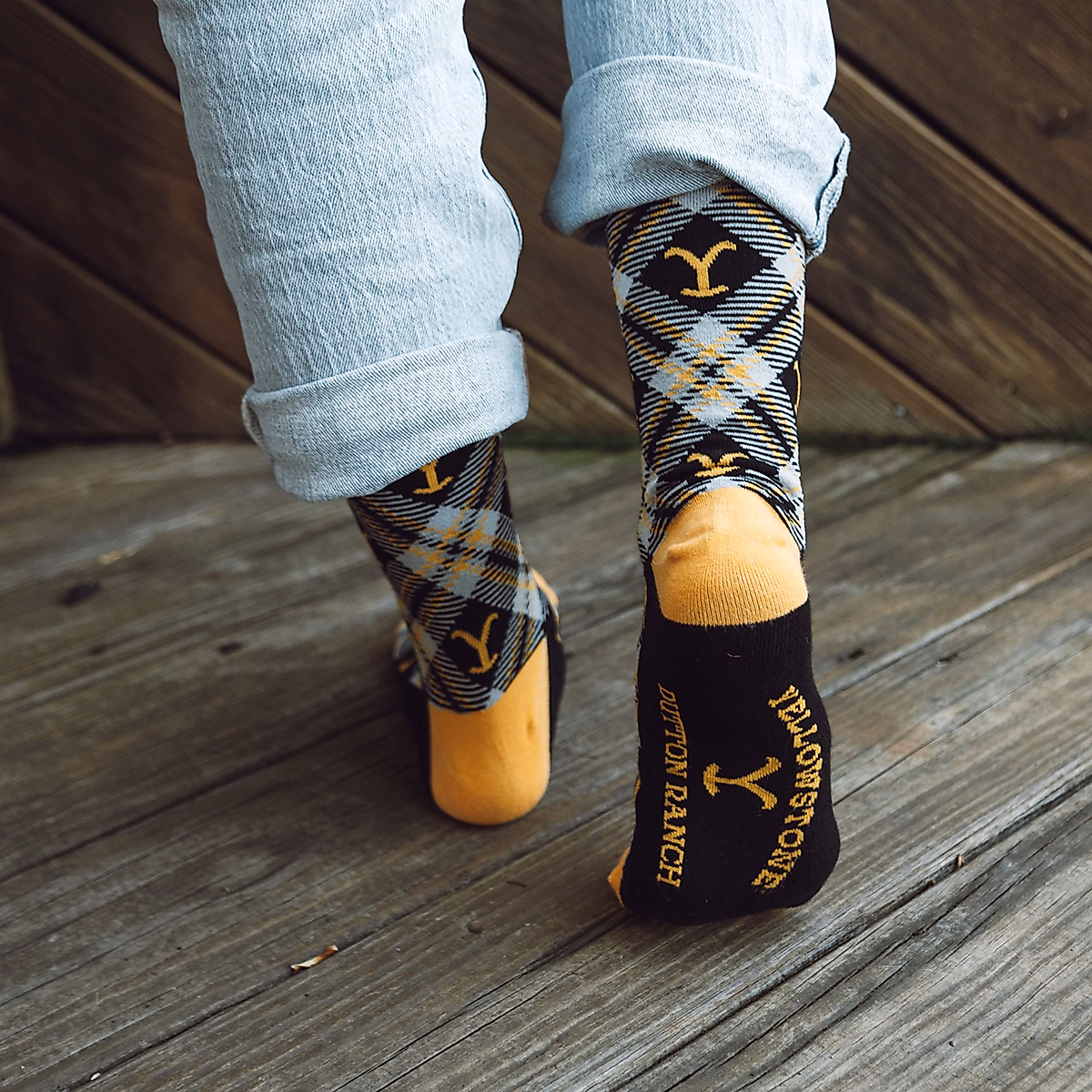 PARAMOUNT NETWORK Yellowstone Dutton Ranch Black Plaid Socks