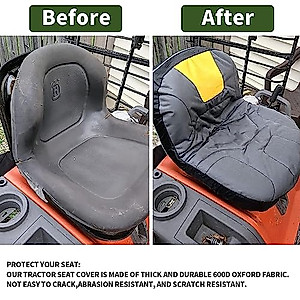 Riding Lawn Mower Seat Cover, Heavy Duty Polyester Oxford Tractor Seat Cover with Padded Cushion Surface, Durable Seat Cover Fits Craftsman,Cub Cadet,Kubota Lawn Mower Tractor (M-NonArmrests)