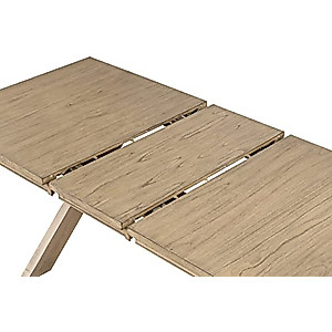 Roundhill Furniture Raven Wood 6-Piece Set, Extendable Trestle Dining Table with 4 Chairs and Bench, Glazed Pine Brown