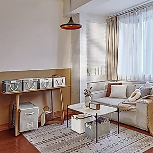 LoforHoney Home Bundle- Storage Bins with Metal Frames Light Gray Jumbo 2-Pack & 4-Pack