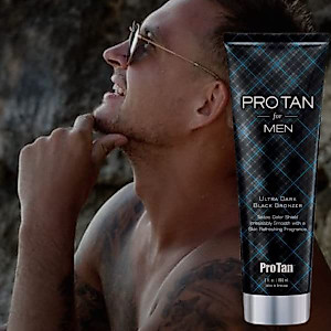 For Men Ultra Dark Black Bronzer - Natural Bronzer for Deep, Dark with Tattoo Color Shield 9 oz by Pro Tan