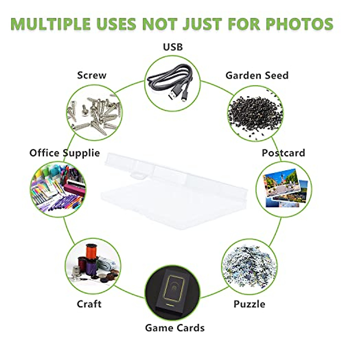 IDekooror Photo Case 5" x 7" Photo Box Storage and Craft Keeper - 7 Inner Photo Keeper Photo Organizer Cases Photos Storage Containers Box for Photos (Clear)