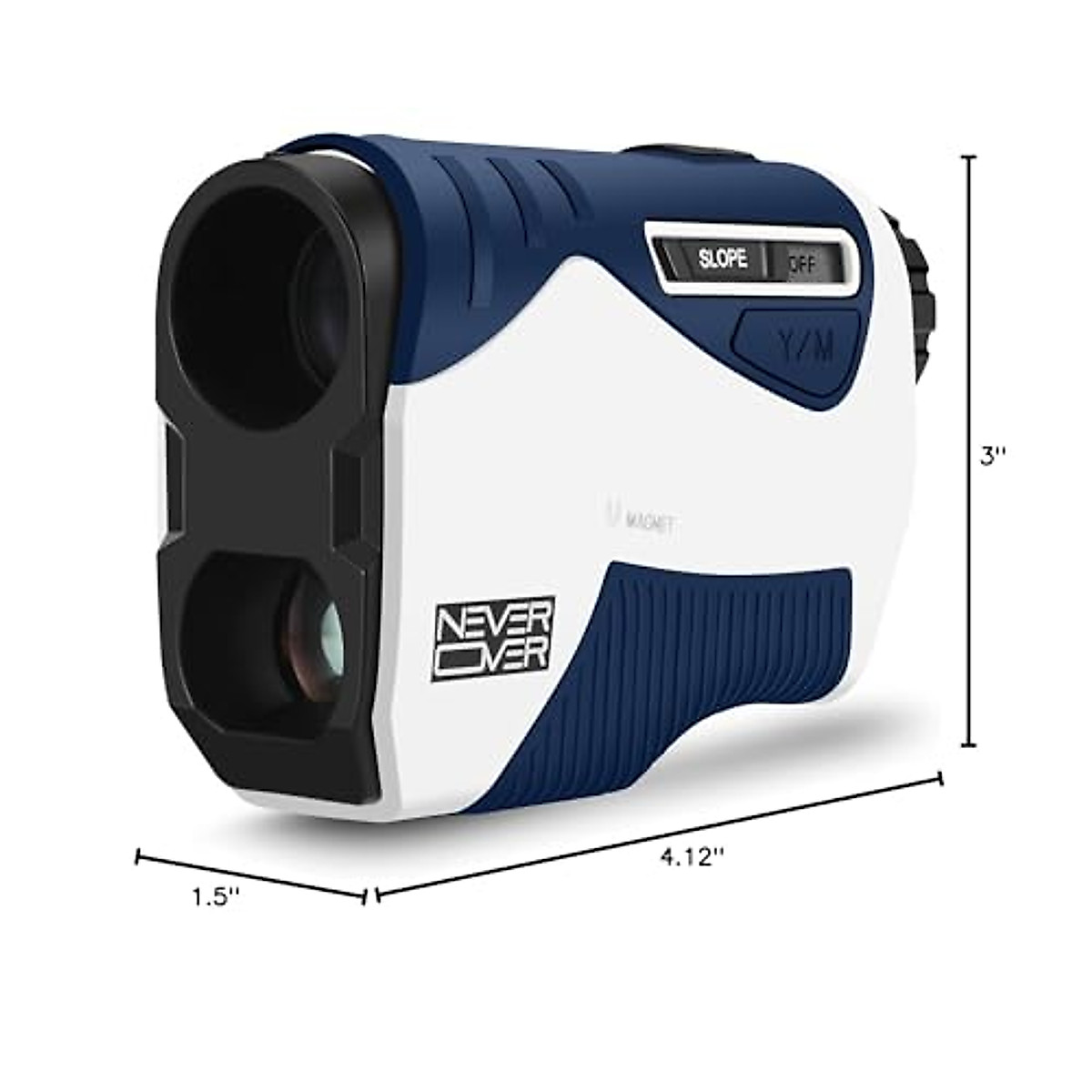 Never Over Range Finder Golfing with Vibe, Golf Range Finder with Magnet, 1200 Yard Accurate rangefinder Golf with Slope (Blue)