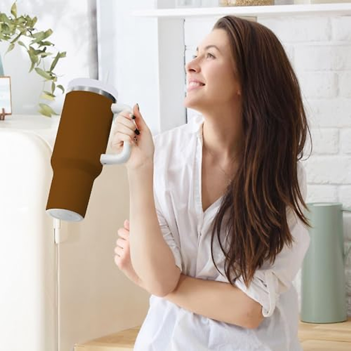 MCHIVER Brown Tumbler with Lid and Straw 40 oz Insulated Water Bottle Leakproof Water Tumblers for Tea Water Coffee