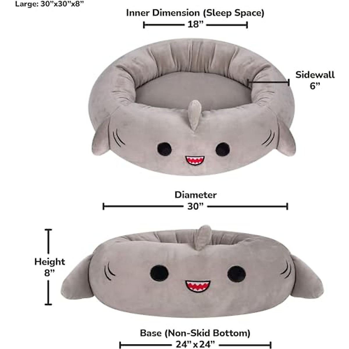 Squishmallows 24-Inch Gordon Shark Pet Bed - Medium Ultrasoft Official Squishmallows Plush Pet Bed