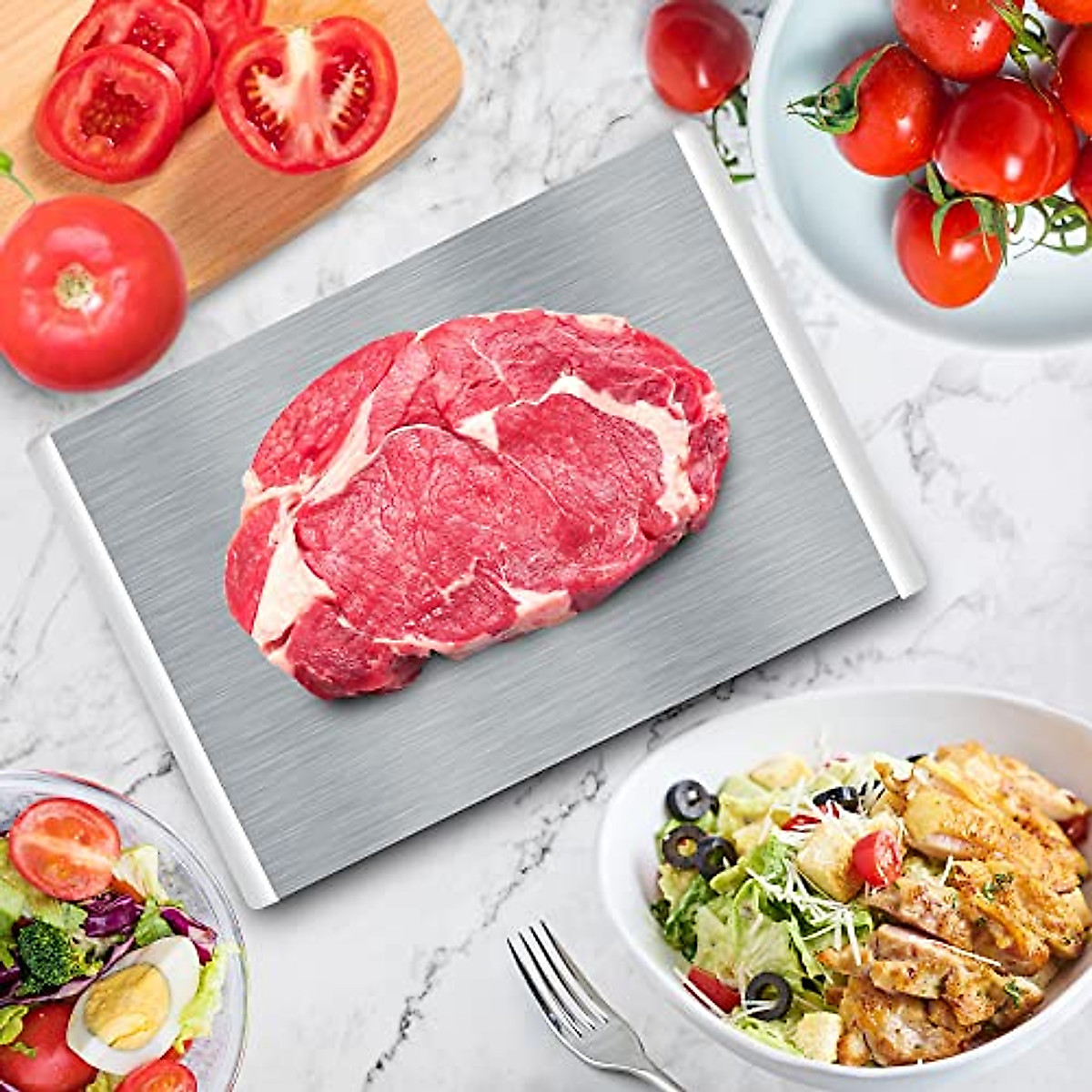 starchain Kitchen Frozen Meat Defrost Tray - Thermally Conductive Aluminum Defrost Plate - Large Defrost Defrost Tray for Frozen Fish, Frozen Beef, Frozen Chicken